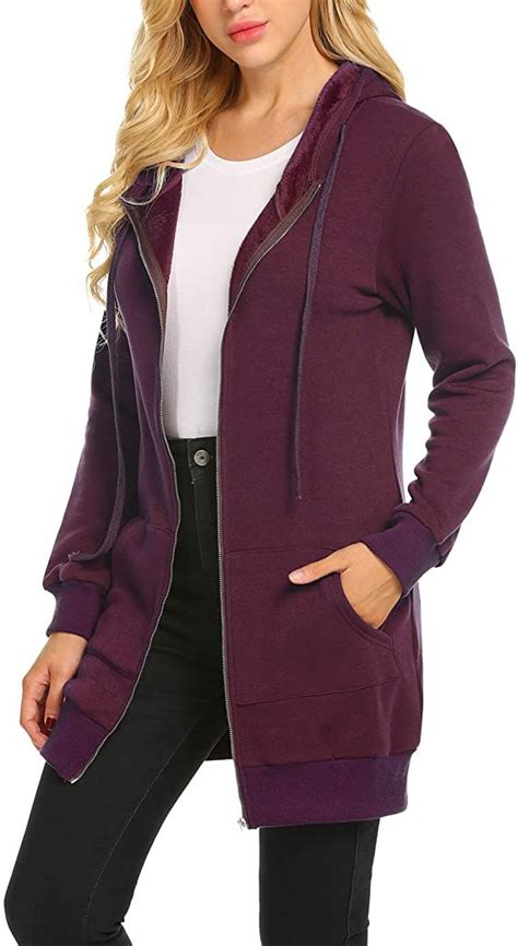 Zeagoo Women Casual Zip Up Fleece Hoodie Jacket