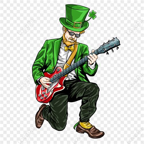 록 기타 성 패트릭의 날 음악 일러스트 녹색 문자 수염 축제 축하성자켈트 Png 일러스트 무료 다운로드 Lovepik