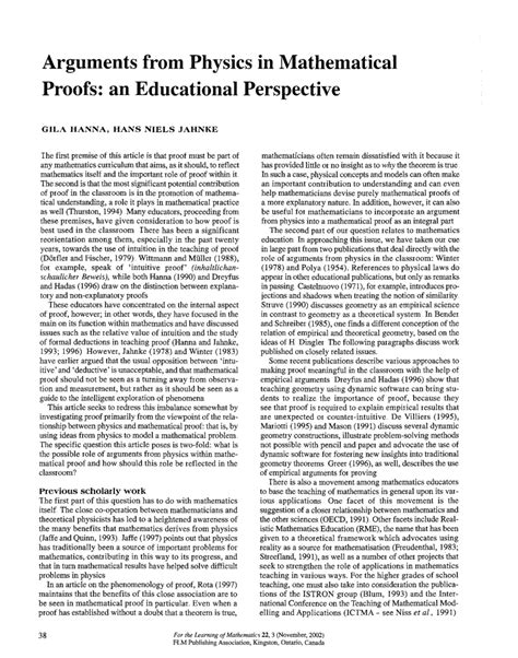 Pdf Arguments From Physics In Mathematical Proofs An Educational Perspective