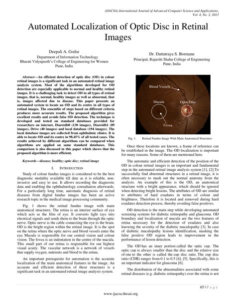 Pdf Automated Localization Of Optic Disc In Retinal Images