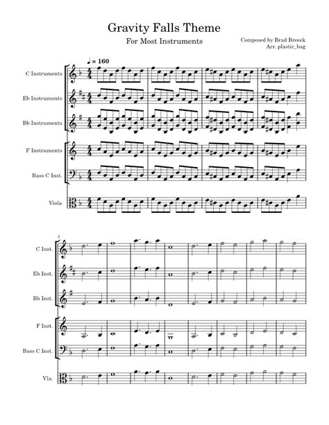 Gravity Falls Theme Brad Breeck Sheet Music For Trombone Flute