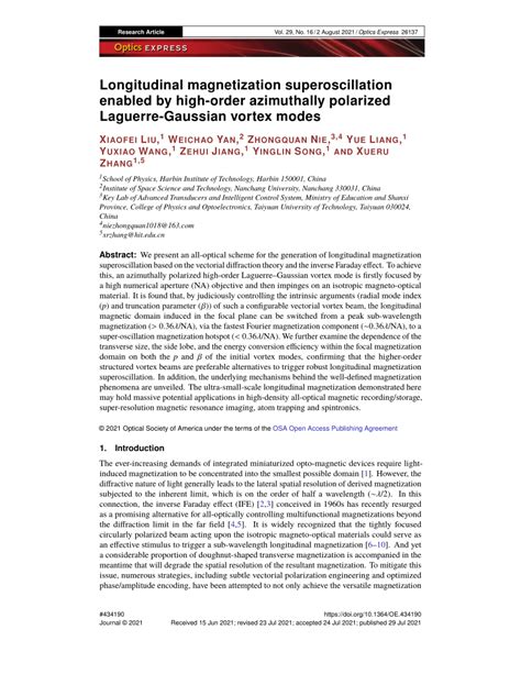 Pdf Longitudinal Magnetization Superoscillation Enabled By High Order Azimuthally Polarized