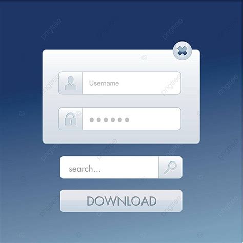 Vector Login Form Blank Button Authorization Vector Blank Button