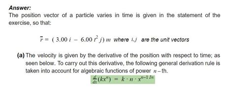 The Vector Position Of A Particle Varies In Time According To The