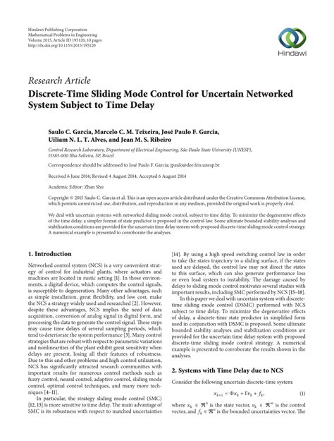Pdf Discrete Time Sliding Mode Control For Uncertain Networked System