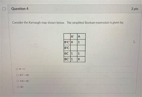 Solved Consider The Karnaugh Map Shown Below The Simplified