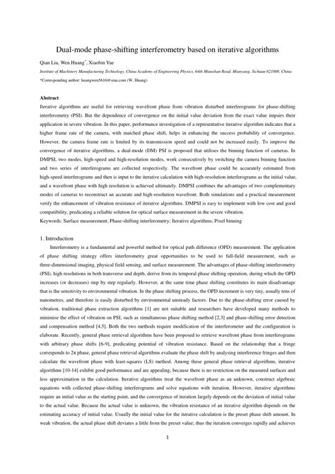 Pdf Dual Mode Phase Shifting Interferometry Based On Iterative Algorithms