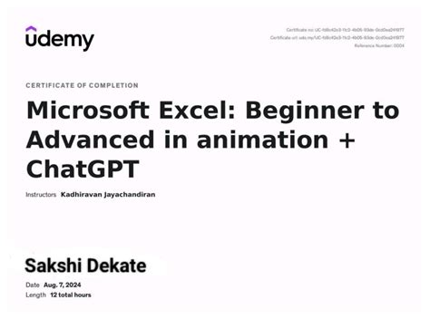 Sakshi Dekate On Linkedin Excelcertificate Udemycertificate Microsoftexcel Udemy
