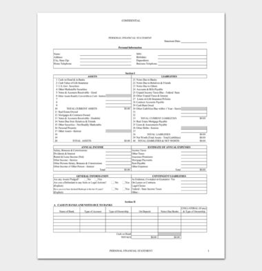 Free Personal Financial Statement Templates Word Excel PDF