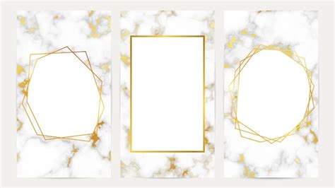 대리석 질감에 황금 기하학적 프레임 프리미엄 벡터