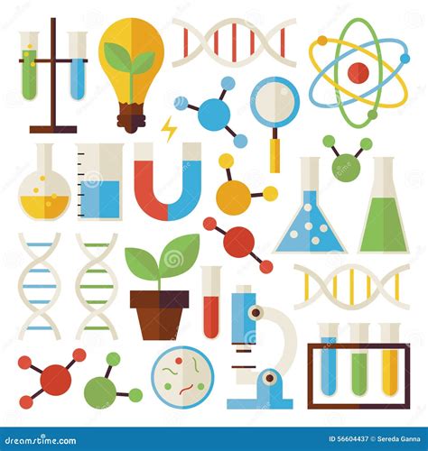 Flat Science And Research Objects Set Over White Stock Vector Illustration Of Biotechnology