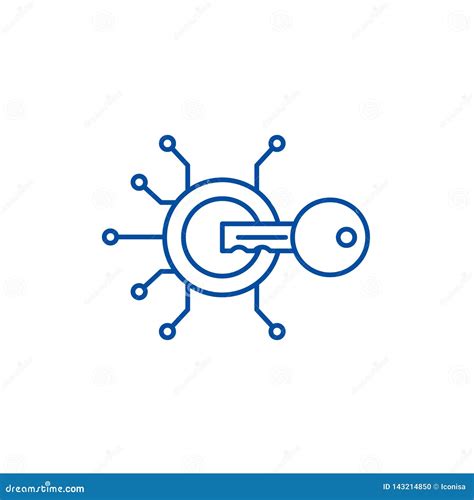 Cryptographic Key Line Icon Concept Cryptographic Key Flat Vector Symbol Sign Outline