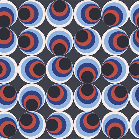 Premium Vector Colorful Circles Abstract Seamless Pattern Retro 70s Nostalgic Geometric Vector