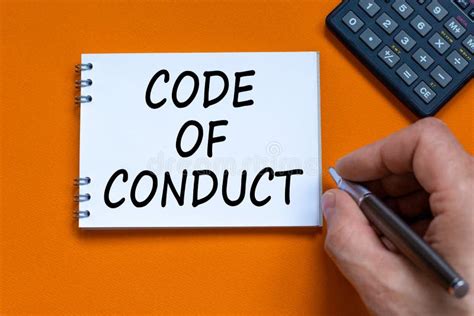 Code Of Conduct Symbol Businessman Writing Words `code Of Conduct` On White Note Black