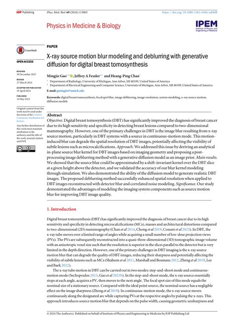 Pdf X Ray Source Motion Blur Modeling And Deblurring With Generative Diffusion For Digital