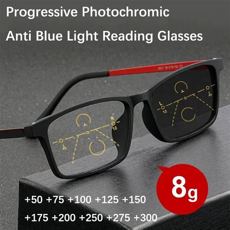 Titanium Progressive Photochromic Multifocal Reading Glasses Sunray