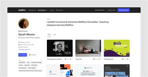 New Creator Profiles Webflow Features