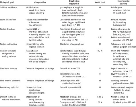 Table 2 From Modeling Single Neuron Dynamics And Computations A