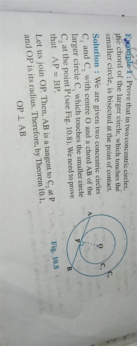 Eyample Prove That In Two Concentric Circles The Chord Of The Larger