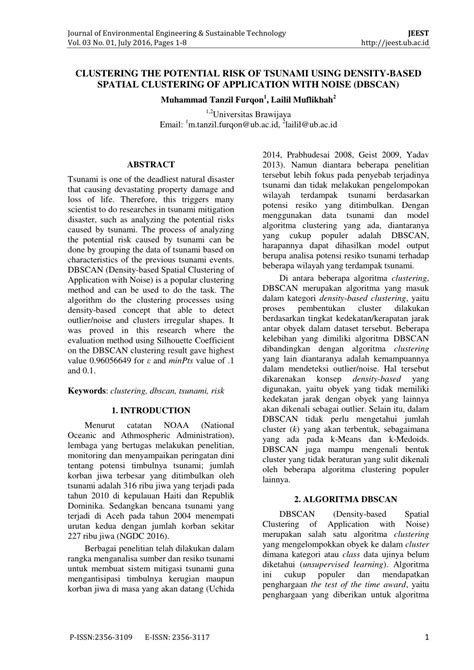 pdf clustering the potential risk of tsunami using density based spatial clustering of