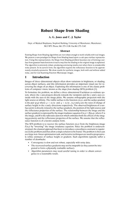 Pdf Robust Shape From Shading