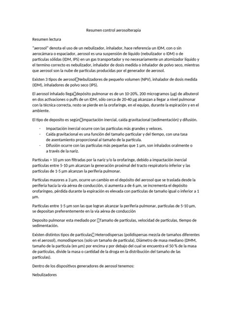 Oxigenoterapia Pdf Oxígeno Aerosol