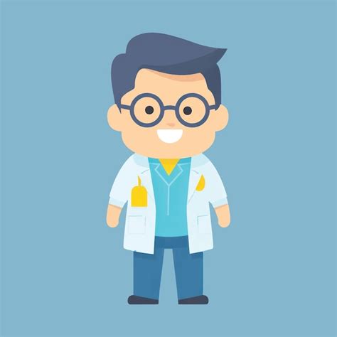 만화 과학자 캐릭터 일러스트레이션 프리미엄 Ai 생성 벡터