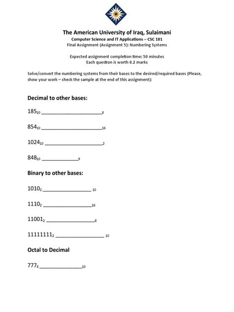 Assignment 5 Numbering Systems Pdf