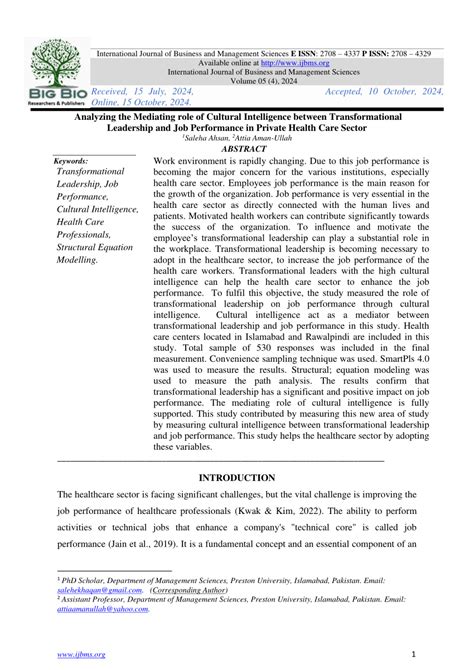 Pdf Analyzing The Mediating Role Of Cultural Intelligence Between