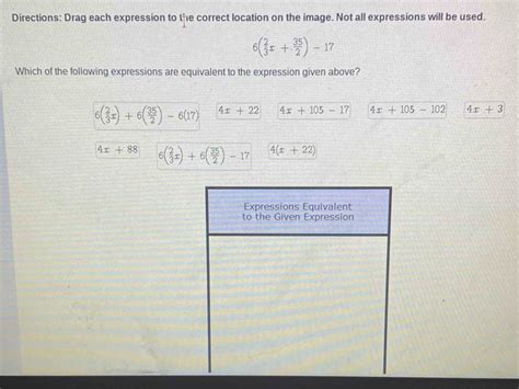 Solved Directions Drag Each Expression To The Correct Location On The