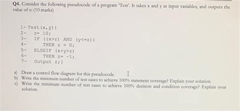 Solved Q4 Consider The Following Pseudocode Of A Program