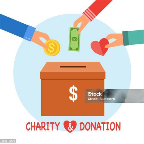 플랫 디자인의 기부 상자에 돈을 넣는 손 흰색 배경에 자선 개념 벡터 일러스트에 대한 시간 가난에 대한 친절 계획에 대한 스톡 벡터 아트 및 기타 이미지 Istock