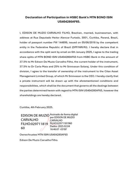 Declaration Of Participation In Mtn Hsbc Bank Pdf