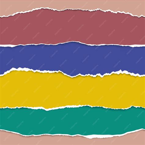 찢어진 종이 가장자리 매끄러운 테두리 다채로운 페이지는 웹 배너 광고 포스터 개인 카드 및 초대장 디자인용 클린 시트 벡터 요소에 대한 종이 줄무늬를 찢습니다 프리미엄 벡터