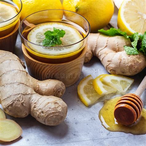 Ginger Tea In A Glass For Flu Cold Winter Days Stock Image Image Of