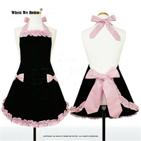 레트로 코 튼 빈티지 앞치마 Sp1562 홀터 블랙 로즈 해골 인쇄 꽃 주방 앞치마 여성 레이스 업 작업복 및 유니폼