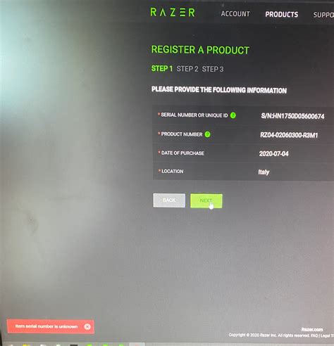 Error Item Serial Number Razer Insider
