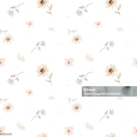 베이지색과 파스텔 톤의 꽃과 잎이 있는 섬세하고 매끄러운 꽃 패턴 청첩장 직물 스크랩북 또는 낭만적인 인사말 카드 배경으로 적합합니다 0명에 대한 스톡 벡터 아트 및 기타