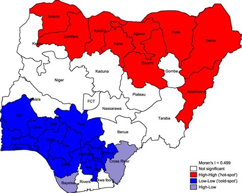 Global Spatial Autocorrelation Map Showing Non Use Of Health Service
