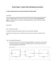Hybrid Vehicle Modeling Analysis Fuel Efficiency Performance Course Hero