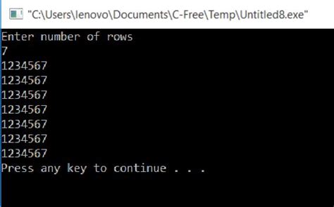 All C Programs Numerical Pattern Programs In C