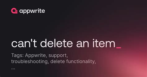 Cant Delete An Item Threads Appwrite