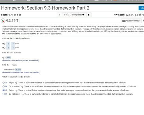 Solved Homework Section 9 3 Homework Part 2 Sav Score 0 71