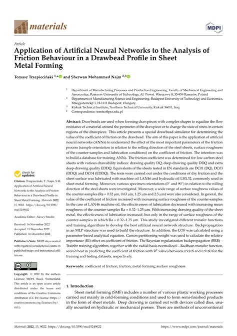 Pdf Application Of Artificial Neural Networks To The Analysis Of