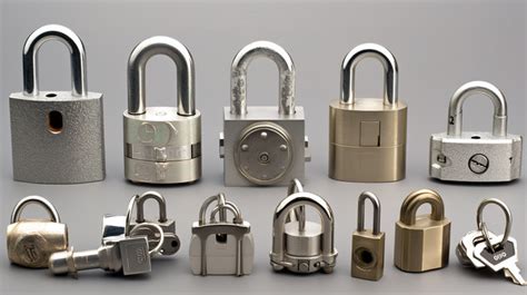 Padlock Various Types Of Metal Padlocks On A Gray Surface Backgrounds