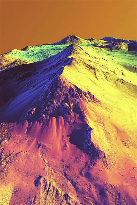 Isolated 3d Lidar Scan Model Displaying A Mountainous Terrain With Elevation Levels Color Coded