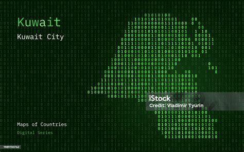Kuwait Map Shown In Binary Code Pattern Tsmc Matrix Numbers Zero One Stock Illustration
