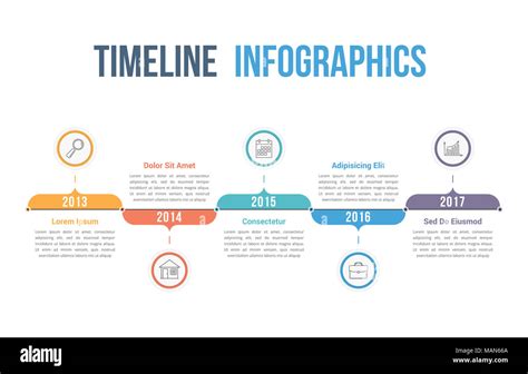 Horizontal Timeline Infographics Template Workflow Or Process Diagram Vector Eps10