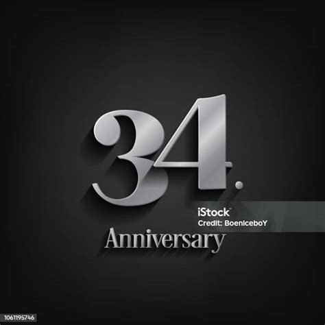 34 년 기념일 축 하입니다 기념일 로고 우아함 번호와 3d 스타일 색과 검은색 축 하 초대 카드 인사말 카드에 대 한 벡터 디자인에 고립 된 그림자 기념일에 대한 스톡