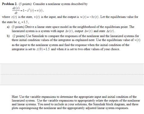 Problem Points Consider A Nonlinear System Chegg